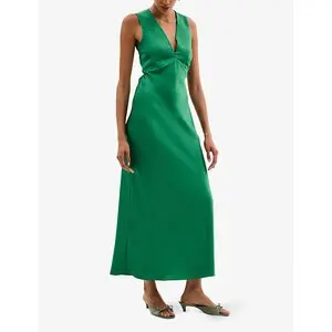 OMNES Nova Tie-back Satin Maxi Dress - Emerald Green