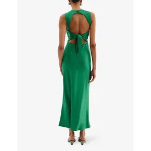 OMNES Nova Tie-back Satin Maxi Dress - Emerald Green