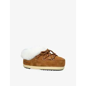 Moon Boot Evx Suede And Shearling Mules - Brown/oth