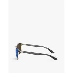 Ray-ban Chromance Square-frame Metal Sunglasses - Black