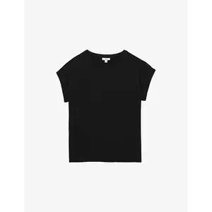 REISS Tommie Crew-neck Relaxed-fit Brushed-cotton T-shirt - Black