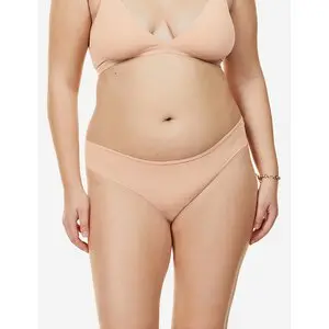 SKIMS Fits Everybody Mid-rise Stretch-woven Thong - Clay