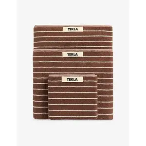 TEKLA Striped Cotton Washcloth 30cm X 30cm Rust Stripes