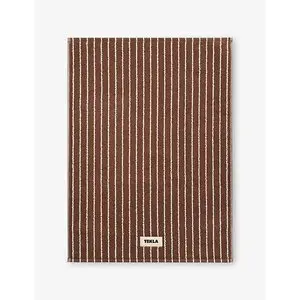 TEKLA Logo-patch Cotton Bath Mat 70cm X 50cm - Rust Stripes