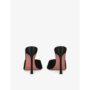 Amina Muaddi Alexa 105 Satin Heeled Mules - Black