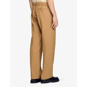 Sandro Elasticated-waist Wide-leg Stretch-woven Trousers - Nut