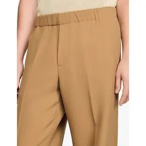 Sandro Elasticated-waist Wide-leg Stretch-woven Trousers - Nut