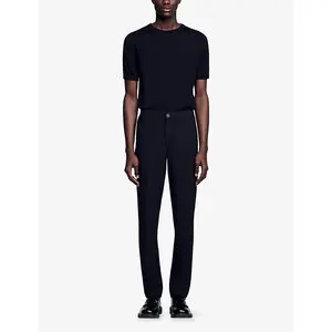 Sandro High-rise Stretch-jersey Trousers - Black