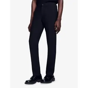 Sandro High-rise Stretch-jersey Trousers - Black