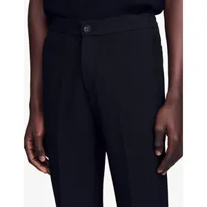 Sandro High-rise Stretch-jersey Trousers - Black