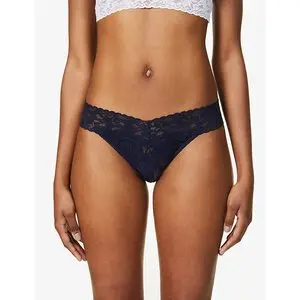 Hanky Panky Signature Original-rise Stretch-jersey Thong - Navy