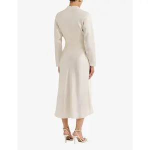 MALINA Zora Long-sleeve Satin Midi Dress