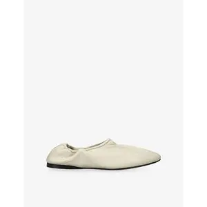 Alaïa Ruched Slipper Leather Flats - Bone