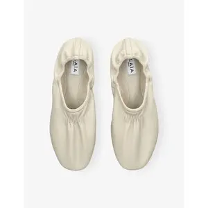 Alaïa Ruched Slipper Leather Flats - Bone