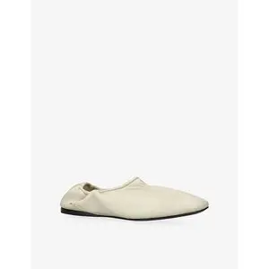 Alaïa Ruched Slipper Leather Flats - Bone