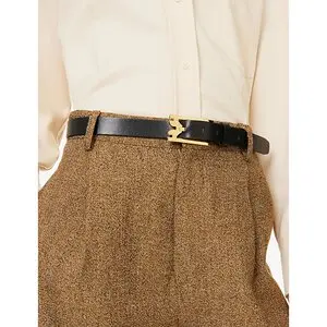 Victoria Beckham Curved Buckle Leather Belt - Black