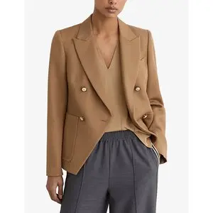 REISS Wool-blend Double-breasted Blazer - Camel