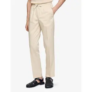 Sandro Tapered Drawstring Waist Stretch-cotton Blend Trousers