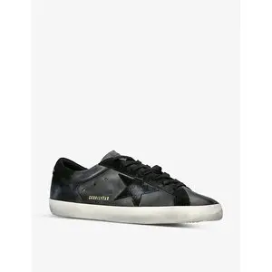 GOLDEN GOOSE Super-star Logo-embossed Leather And Suede Sneakers - Black