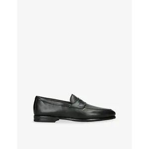 Santoni Carlo Cashmere And Leather Penny Loafers - Black