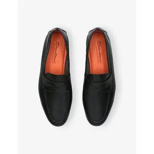 Santoni Carlo Cashmere And Leather Penny Loafers - Black