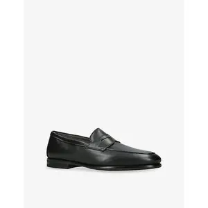 Santoni Carlo Cashmere And Leather Penny Loafers - Black