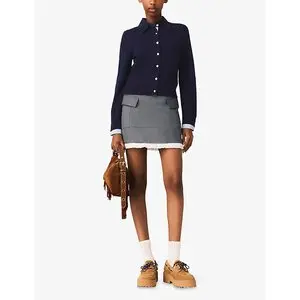 Maje Ruffle-hem Wool-blend Mini Skirt - Grey