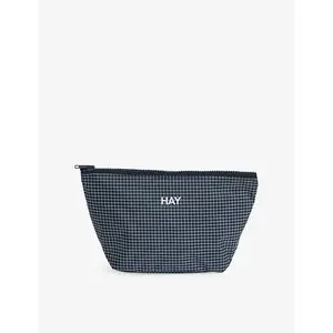 HAY Grid Small Woven Pouch - Dark Blue