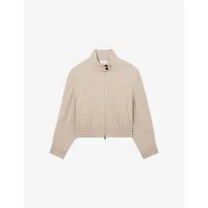 REISS Elodie Funnel-neck Wool Bomber Coat