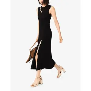 Maje Ribbed Cut-out Stretch-knit Maxi Dress