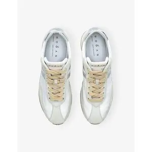 Hogan H699 Leather And Suede Trainers - Silver Com