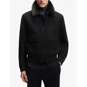 BOSS Faux-fur Collar Wool And Cashmere Bomber Jacket