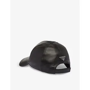 Prada Logo-plaque Leather Baseball Cap