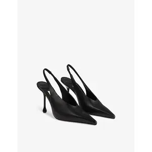 JIMMY CHOO Isa 95 Slingback Leather Heeled Courts - Black