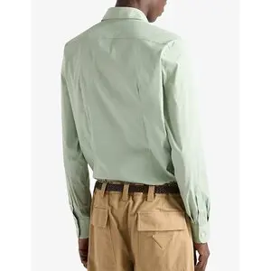 Prada Collared Slim-fit Cotton-blend Shirt - Green
