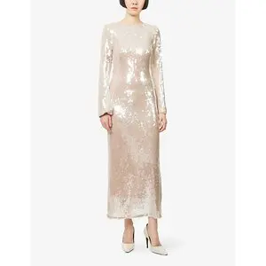 PRETTY LAVISH Sequin Open-back Woven Maxi Dress