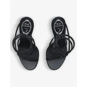 Rene Caovilla Cleo Embellished Leather Stiletto Heeled Sandals