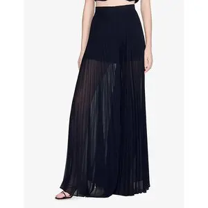 Sandro Pleated Wide-leg Woven Trousers