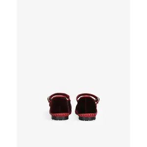 FLABELUS Borris Cotton Mary Jane Flats - Wine