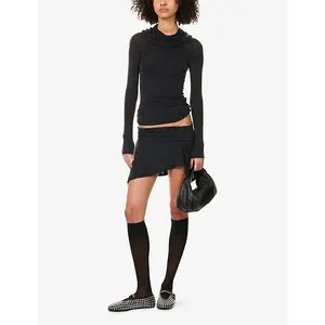 PEACHY DEN Kylie Cold-shoulder Top - Graphite