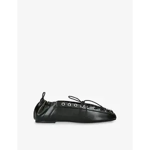 GANNI Eyelets Lace-up Vegan Leather Ballerinas