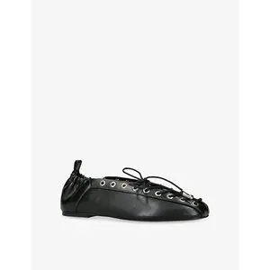 GANNI Eyelets Lace-up Vegan Leather Ballerinas