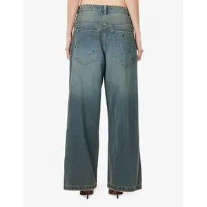 JADED LONDON Studded Wide-leg Denim Jeans