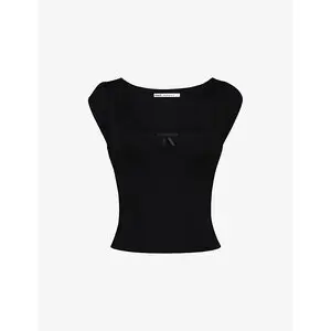 House Of Cb Cap-sleeve Corset Jersey Top - Black