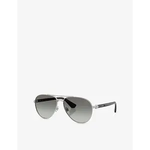 Burberry Be3167 Aviator-frame Metal Sunglasses - Silver