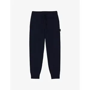 Sandro Logo-patch Regular-fit Stretch-woven Jogging Bottoms - Bleus