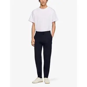 Sandro Logo-patch Regular-fit Stretch-woven Jogging Bottoms - Bleus