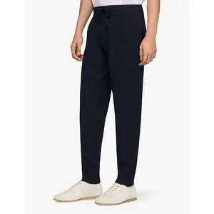 Sandro Logo-patch Regular-fit Stretch-woven Jogging Bottoms - Bleus