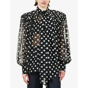 Khaite Vali Dot-print Silk Top
