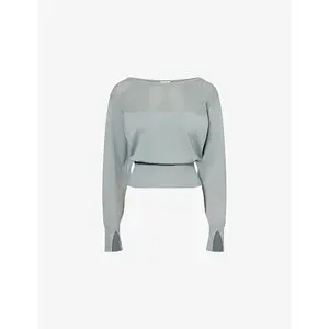 ADANOLA Long-sleeve Mesh-panel Knit Top